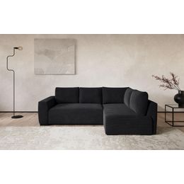 Ecksofa COTTA "Giro L-Form, Ottomane, Breite 252 cm", charcoal, B:252cm H:86cm T:170cm, Sofas, Ecksofa, wahlweise mit Bettkasten und Trendbezug CORD