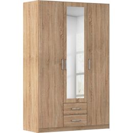 Kleiderschrank Rauch "Schrank Garderobe Ankleide GAMMA Breiten 91/136/181/226/271/315/360 cm", eiche sonoma, griffe chrom, B:136cm H:210cm T:54cm, Holzwerkstoff, Schr&auml;nke, Kleiderschrank, verschiedene Griff-Varianten, mit Spiegel TOPSELLER MADE IN GERMANY