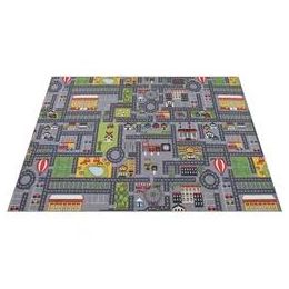 Kinderteppich Paco Home "Bino 577", grau, B:100cm H:4mm L:200cm, Polyester, Teppiche, Kinderteppich, Kurzflor, Stra&szlig;en-Spiel-Teppich, Kinderzimmer