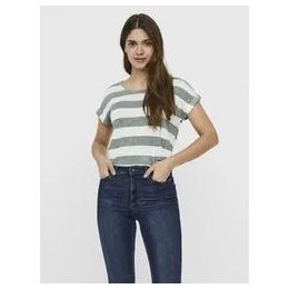 V&eacute;ro Moda Kurzarmshirt VERO MODA "VMWIDE STRIPE SL TOP GA JRS NOOS", Damen, Gr. XS, gr&uuml;n (laurel wreath stripes:snow wei&szlig;), Jersey, Obermaterial: 96% Viskose, 4% Elasthan, gestreift, regular fit normal, Rundhals, Shirts, Viskosemischung