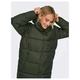Steppmantel Only "ONLMONTANA LONG PUFFER JACKET NOOS OTW", Damen, Gr. S, gr&uuml;n (forest night), Steppware, Obermaterial: 100% Polyester, leicht gl&auml;nzend, unifarben, regular fit ca. Mitte Wade, M&auml;ntel Steppmantel, Kunstfaser