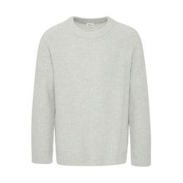 !Solid Strickfleece-Pullover SOLID "Strickpullover SDNOHI", Herren, Gr. M, grau (light grau melange), Obermaterial: 58% Polyacryl PAN. 26% Wolle WO. 13% Polyamid PA. 3% Elasthan EL., Pullover Strickfleece-Pullover