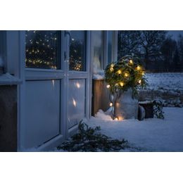 Konstsmide LED-Lichterkette, Energieeffizienz: D, schwarz, Dioden 20 Stk. Flammen 20 Stk., Kabell&auml;nge 10m x Gesamtl&auml;nge 14,75m, Lichterketten, LED Biergartenkette, klar, 20 klare Birnen / 40 bernsteinfb. Dioden, LED-Lichterkette