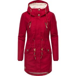 Wintermantel Ragwear "Wintermantel Elsie", Damen, Gr. L, rot (dunkelrot25), Obermaterial: 65% Polyester PES. 35% Baumwolle CO. Obermaterial: Futter: 100% Polyester PES. 100% Polyester PES., M&auml;ntel Wintermantel
