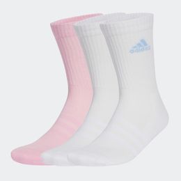 Funktionssocken adidas Performance "CUSHIONED CREW, 3 PAAR", Damen, Gr. XXL (49/51), wei&szlig; (wei&szlig;, wei&szlig;, true pink), Obermaterial: 62% Baumwolle, 36% Polyester, 1% Elasthan, 1% sonstige Fasern, Socken Funktionssocken