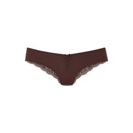 Brasilslip Lascana, Damen, Gr. 32/34, chocolate, Microfaser, Obermaterial: 92% Polyamid, 8% Elasthan (LYCRA). Spitze: 86% Polyamid, 14% Elasthan (LYCRA), unifarben, k&ouml;rpernah, Unterhosen, mit sch&ouml;ner Spitze hinten