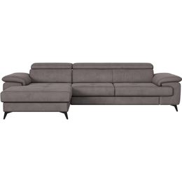 Ecksofa COTTA "Astra L-Form, B: 300 cm", dunkelgrau, B:300cm T:169cm, 100% Polyester (PES), Sofas, Ecksofa, mit Kopfteilverstellung, optional Bettfunktion & Bettkasten