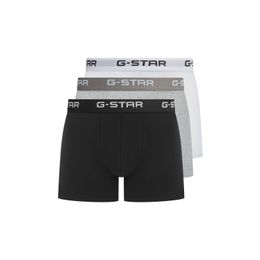 G-Star Raw Boxershorts G-STAR "Boxershort ASH Trunk 3-pack 3er Pack", Herren, Gr. L, bunt (wei&szlig;, grau, schwarz), Obermaterial: 95% Baumwolle CO. 5% Elasthan EL., Unterhosen Boxershorts