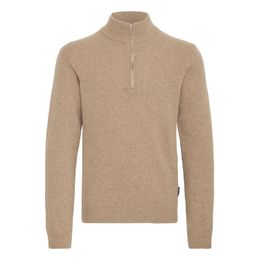 Troyer Casual Friday "Troyer CFKARL halfzip lambswool knit", Damen, Gr. XXXL, beige (silber mink), Feinstrick, Obermaterial: 80% Wolle WO. 20% Polyamid PA., unifarben, normal, Pullover Troyer