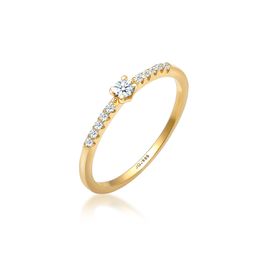 Verlobungsring Elli DIAMONDS "Ring Microsetting Diamant (0.11 ct.) 585er Gelbgold" Gr. 52, gold, Fingerringe, Damen, 52, Gelbgold 585, Verlobungsring