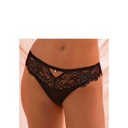 String Lascana "Alana", Damen, Gr. 36/38, schwarz, Obermaterial: 56% Polyamid, 32% Seide, 12% Elasthan, Unterhosen String, mit hohem Seidenanteil und edler Spitze