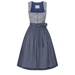 N&uuml;bler Dirndl N&Uuml;BLER "Dirndl midi Gudrun", Damen, Gr. 38, EURO, blau, Obermaterial: 100% Baumwolle CO., Kleider Dirndl
