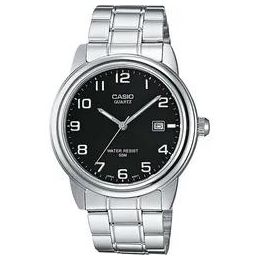 Quarzuhr, silber (edelstahlfarben, schwarz), Casio TIMELESS COLLECTION, Armbanduhren, Damen, Quarzuhr, Armbanduhr, Herrenuhr, Damenuhr, analog, Datum, Edelstahlarmband