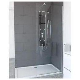 Walk-in-Dusche MARWELL "PLANO", silber, H:200cm T:80cm, Duschw&auml;nde, verchromte Aluminiumprofile
