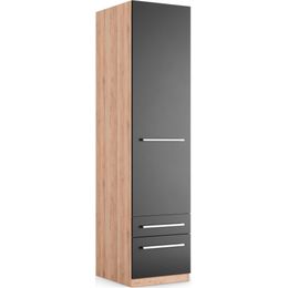 Kleiderschrank Priess "Schrank Garderobe W&auml;scheschrank Barcelona in 5 Breiten", braun (eichefarben artisan, schwarz), B:48cm H:193cm T:54cm, Holzwerkstoff, Schr&auml;nke, Kleiderschrank, viel Stauraum, ger&auml;umige Schubk&auml;sten, mit Spiegel, MADE IN GERMANY