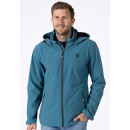 Softshelljacke LPO "Softshelljacke Melvin", Herren, Gr. S (48), blau (petrol), 96% Polyester; 4% Elasthan, regular fit, Jacken Softshelljacke, abnehmbare, verstellbare Kapuze