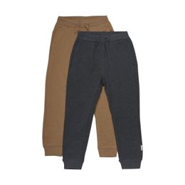 Jogginghose Minymo "Jogginghose MIBasic", Jungen, Gr. 140, N-Gr, grau (schwarz gray melange), Web, Obermaterial: 57% Baumwolle CO. 38% Polyester PES. 5% Elasthan EL., unifarben, regular fit, Hosen Jogginghose