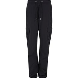 Cargohose Urban Classics "Urban Classics Damen Ladies Nylon Cargo Pants", Damen, Gr. XXL, US-Gr&ouml;&szlig;en, schwarz, 100% Polyamid, unifarben, relaxed fit, Hosen Cargohose