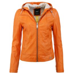 Lederjacke Maze "Lederjacke Keys", Damen, Gr. XS, orange (papaya), Obermaterial: 100% Lammnappaleder LANA. Futter: 100% Polyester PES., Jacken Lederjacke
