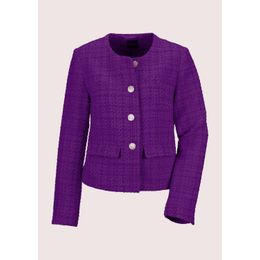 Madeleine Mode Jerseyblazer MADELEINE "Blazer Eleganter Tweed-Kurzblazer mit Metallkn&ouml;pfen", Damen, Gr. 44, lila (lavendellila), Obermaterial: 80% Polyester PES. 20% Wolle WO., Modern, normal, Blazer Jerseyblazer, Edle Metallkn&ouml;pfe