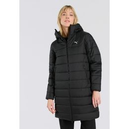 Winterjacke Puma "ESS HOODED PADDED PARKA", Damen, Gr. L, schwarz (Puma schwarz), Taft, Obermaterial: 100% Polyester, unifarben, regular fit lang, Jacken Winterjacke, wasserabweisendes Material, mit WarmCELL-Technologie, Regular Fit