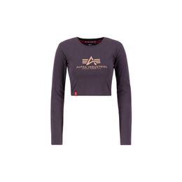 Sweater Alpha Industries "Basic Cropped Longsleeve W", Damen, Gr. M, lila (plum), Obermaterial: 95% Baumwolle, 5% Elastan, slim fit, Sweatshirts Sweater