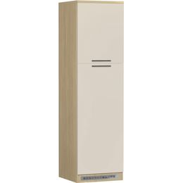 K&uuml;hlumbauschrank KOCHSTATION "Luna, K&uuml;hlschrank-Umbau, Einbauschrank f&uuml;r K&uuml;hlschrank, Made in Italy", kaschmirfarben, eiche chopinfarben, B:60cm H:214,5cm T:60cm, Schr&auml;nke, B/T/H: 60&times;60&times;214,5 cm, f&uuml;r zwei K&uuml;hlschrankh&ouml;hen vorbereitet