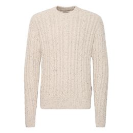 Strickfleece-Pullover Casual Friday "Strickpullover CFKARL cable crew neck knit with neps", Herren, Gr. XXL, beige (rainy day), Obermaterial: 60% Baumwolle CO. 40% Polyacryl PAN., Pullover Strickfleece-Pullover