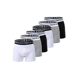 Jack & Jones Boxershorts JACK & JONES "Boxershort SENSE TRUNKS 3 PACK 6er Pack", Herren, Gr. M, bunt (schwarz, grau, wei&szlig;), Obermaterial: 95% Baumwolle CO. 5% Elasthan EL., Unterhosen Boxershorts