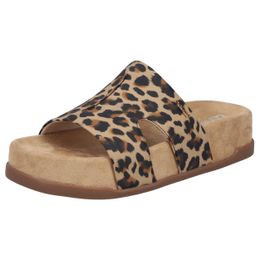 Pantolette Rieker, Damen, Gr. 36, beige, kombiniert, Lederimitat, Schuhe Pantolette, Sommerschuh, Strandschuh, Urlaubsschuh in Leo-Optik