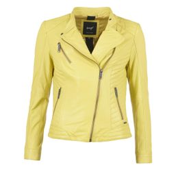 Kurzjacke Maze "Lederjacke Sally", Damen, Gr. S, gelb (lemon), Obermaterial: 100% Lammleder LEL. Futter: 100% Polyester PES., Jacken Kurzjacke