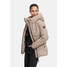 Winterjacke Marikoo "Marikoo Kuscheltatze Damen Winter Steppjacke N077", Damen, Gr. L, grau (taupe grau), Obermaterial: 100% Polyester PES., Jacken Winterjacke