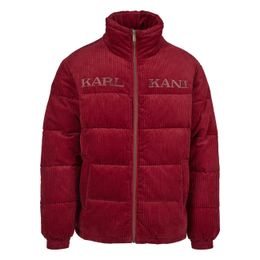 Winterjacke Karl Kani "Karl Kani Unisex KM233-038-1 KK Retro Corduroy Puffer Jacket", Herren, Gr. L, dunkelrot, 100% Baumwolle, unifarben, normal, hoch geschlossener Ausschnitt, Jacken Winterjacke