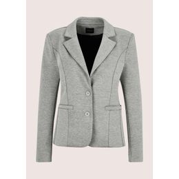 Madeleine Mode Jackenblazer MADELEINE "Blazer Jersey-Blazer in modischer Kurzform", Damen, Gr. 34, grau (graphit, melange), Obermaterial: 77% Polyester PES. 15% Viskose CV. 8% Elasthan EL., Modern, tailliert, Blazer Jackenblazer, Jersey Blazr, Koffertauglich