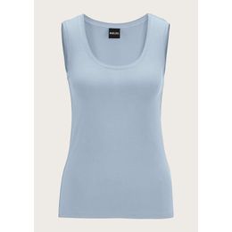 Madeleine Mode Tr&auml;gertop MADELEINE "Tanktop Tanktop mit breiten Tr&auml;gern", Damen, Gr. 36, blau (bleu), Obermaterial: 95% Viskose CV. 5% Elasthan EL., Modern, schmal, Tops Tr&auml;gertop, Glatte Jerseyware