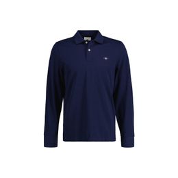 Poloshirt Gant "Poloshirt Regular Shield Longsleeve Pique Rugger 1er Pack", Herren, Gr. 3XL, blau, Obermaterial: 100% Baumwolle CO., Shirts Poloshirt