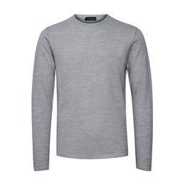 Strickfleece-Pullover Casual Friday "Strickpullover CFKent", Herren, Gr. L, grau (light grau melange), Obermaterial: 50% Wolle WO. 50% Polyacryl PAN., Pullover Strickfleece-Pullover