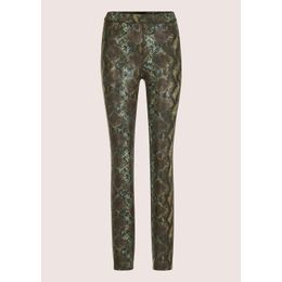 Madeleine Mode Jerseyhose MADELEINE "Hose Gerade Jerseyhose mit Animal-Print", Damen, Gr. 48, N-Gr, gr&uuml;n (khaki), Obermaterial: 74% Polyester PES. 22% Viskose CV. 4% Elasthan EL., Hosen Jerseyhose