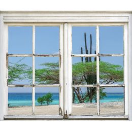 Wandsticker queence "Strand", beige (natur), B:40cm H:60cm T:0,1cm, Wandtattoos, Wandsticker, Wandsticker, Wandbild, selbstklebend, 3D, Fenster