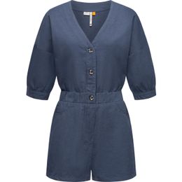 Jumpsuit Ragwear "Jumpsuit Ipsie", Damen, Gr. XXL, N-Gr, blau (navy), Obermaterial: 65% Baumwolle CO. 35% Leinen LI., Overalls Jumpsuit
