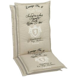 Hochlehnerauflage GO-DE "High Tea", beige (sand), B:120cm H:8cm T:50cm, Obermaterial: 85% Baumwolle, 15% Polyester, Polsterauflagen, Hochlehnerauflage