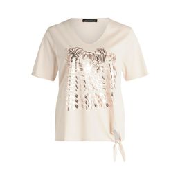 Rundhalsshirt Betty Barclay "Basic Shirt mit Schleifenknoten", Damen, Gr. 44, beige (patch beige, beige), Obermaterial: 50% Baumwolle CO. 50% Modal CMD., Shirts Rundhalsshirt