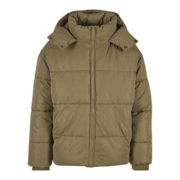 Winterjacke Urban Classics "Urban Classics Puffer Jacket With Flap Hood", Herren, Gr. L, tiniolive, 100% Polyester, mehrfarbig, normal, ohne Ausschnitt, Jacken Winterjacke