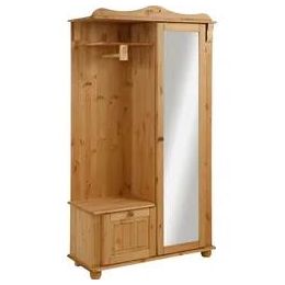 Kompaktgarderobe OTTO HOME "Adele", beige (natur), B:108cm H:185cm T:40cm, Massivholz, Schr&auml;nke, Breite 108 cm, mit Spiegelt&uuml;r, aus massiver Kiefer, FSC