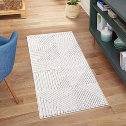 Teppich Carpet City "LOUNGE 0632", grau, B:80cm H:15mm L:150cm, Obermaterial: 100% Polyester, Teppiche, Teppich, Kurzflor-Teppich Modern, Hoch-Tief-Struktur, Wohnzimmer, Schlafzimmer