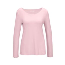 Longpullover GOLDNER "Kurzgr&ouml;&szlig;e Langarmshirt mit tonaler Zierkante", Damen, Gr. 25, rosa, Obermaterial: 90% Viskose CV. 10% Elasthan EL., Sonstiges, Pullover Longpullover, Ohne