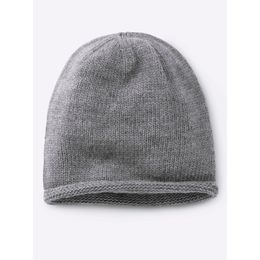 Beanie Heine, Damen, grau, Kunstfaser, M&uuml;tzen Beanie
