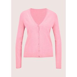 Madeleine Mode Strickjacke MADELEINE "Strickjacke Langarm Jacke im Feinstrick mit V-Ausschnitt", Damen, Gr. 40/42, rosa (himbeersorbet, melange), Obermaterial: 46% Modal CMD. 40% Polyacryl PAN. 14% Polyamid PA., Modern, Strickjacken Strickjacke