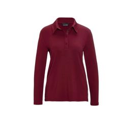 Poloshirt GOLDNER "Kurzgr&ouml;&szlig;e Langarm Poloshirt mit Schmuckband", Damen, Gr. 25, rot (dunkelrot), Obermaterial: 95% Modal CMD. 5% Elasthan EL., Sonstiges, Shirts Poloshirt, Ohne