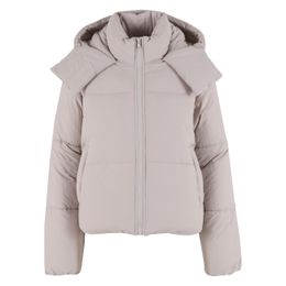 Winterjacke Urban Classics "Urban Classics Ladies Hooded Collar Puffer Jacket", Damen, Gr. L, cloud, 100% Polyester, unifarben, normal, ohne Ausschnitt, Jacken Winterjacke